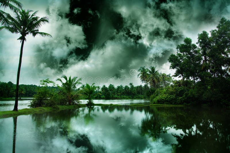 Cloudy Sky Over Beautiful Flood Plain Landscape Stock Photo - Image of ...