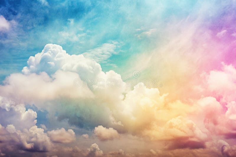 Cloudy Sky with Pastel Gradient Color and Grunge Paper Texture, Nature ...