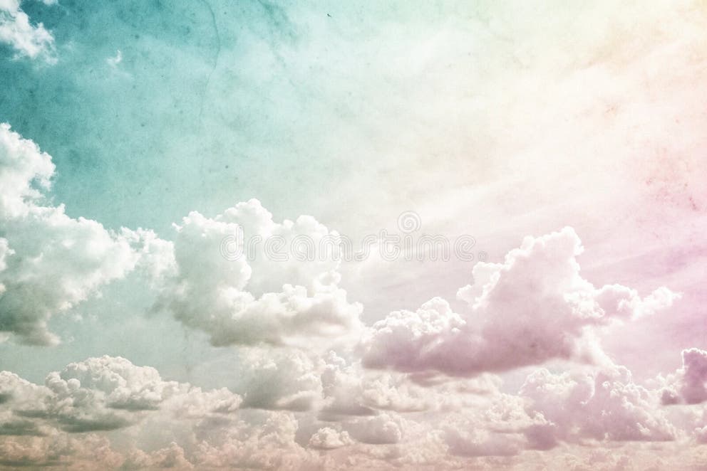 Cloudy Sky with Pastel Gradient and Grunge Paper Texture Stock Photo ...