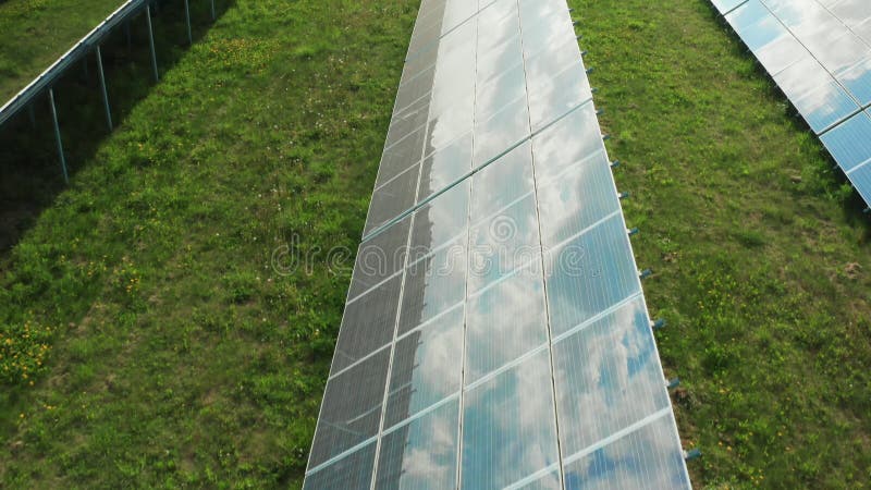 Cloudy Sky Reflected on Surface of Modern Sun Panels Stock Footage ...