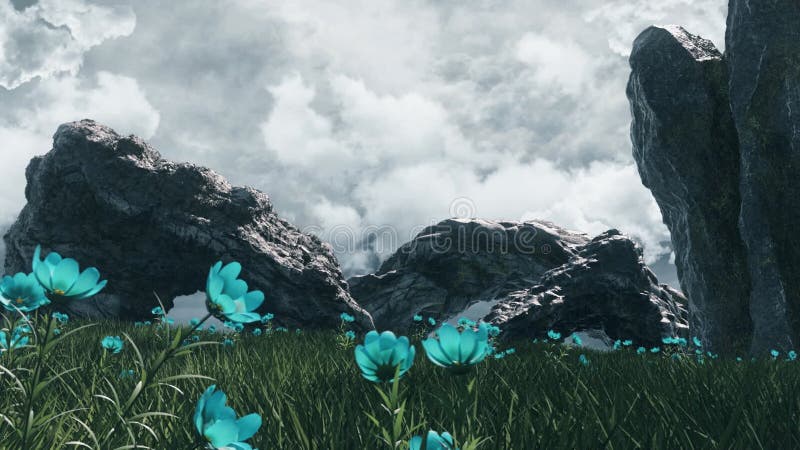 A Cloudy Sky in a Rocky Landscape - Loop Nature Animation Background ...