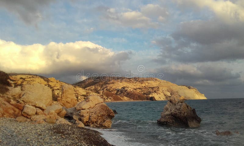 Cloudy Sky at the Seaside. Afrodita Beach, Cyprus Stock Photo - Image ...