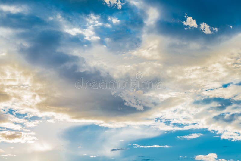 Cloudy sky at sunset stock image. Image of cloudscape - 77276593
