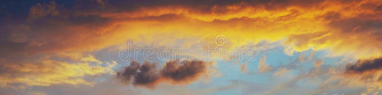 Cloudy Sky at Sunset. Blue and Yellow Natural Header or Headline. the ...
