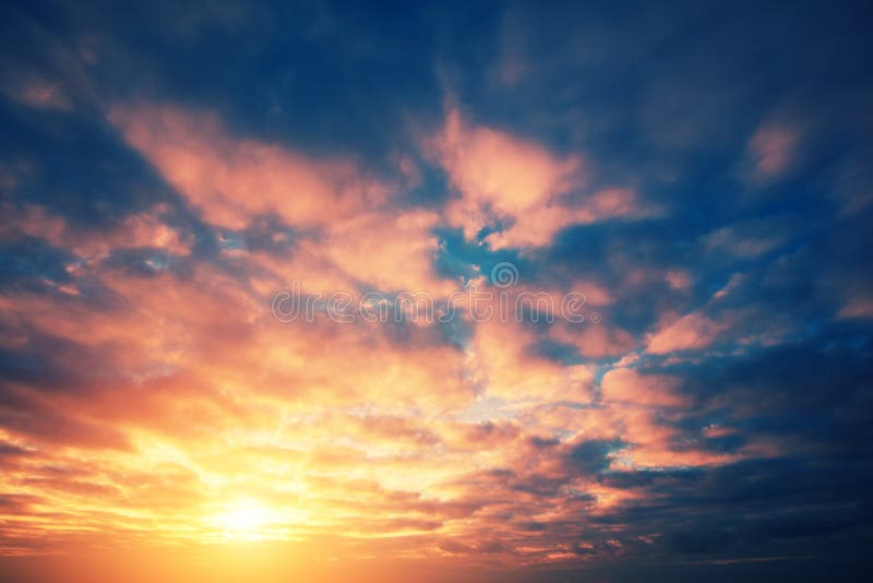 Cloudy sky at sunset stock image. Image of evening, clouds - 74990725