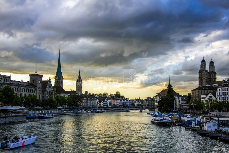 Cloudy Sky in the Sunset Over Zurich Stock Image - Image of ...