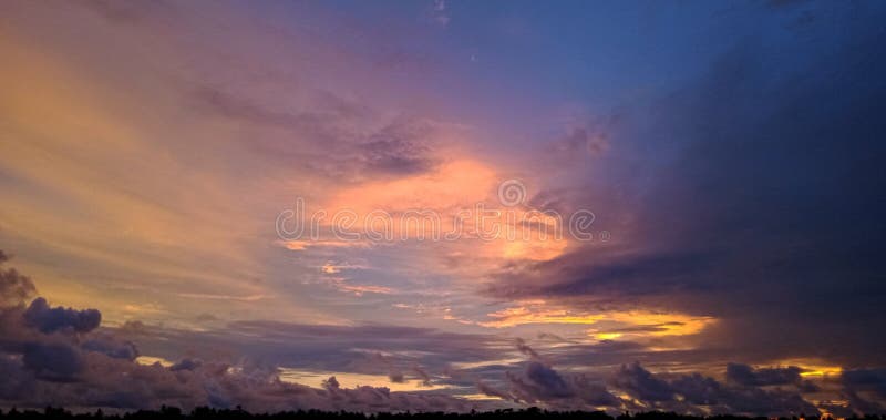 Cloudy Sky Sunset after Rain Stock Photo - Image of sunset, cloudy ...