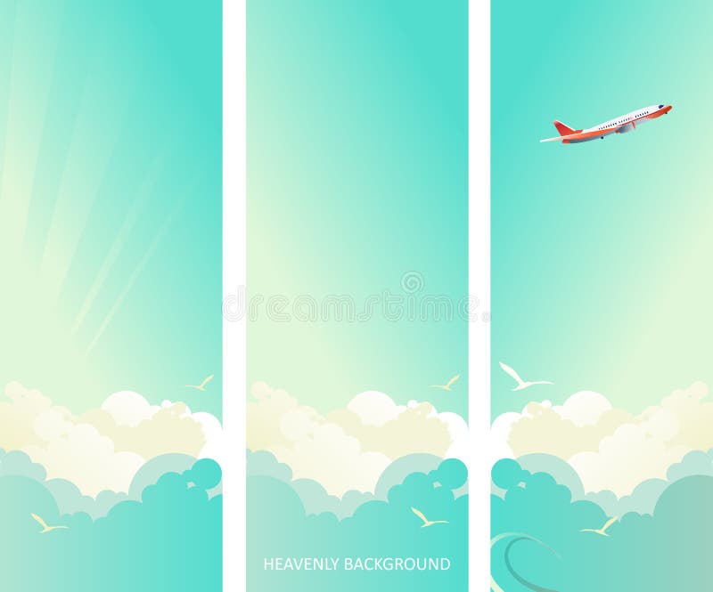 Cloudy Sky Vertical Poster Airplane Stock Vector - Illustration of ...