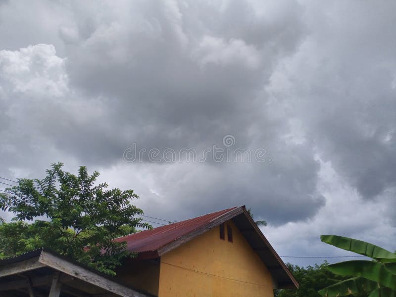 Cloudy Sky View.roof of House Stock Image - Image of viewroof, house ...