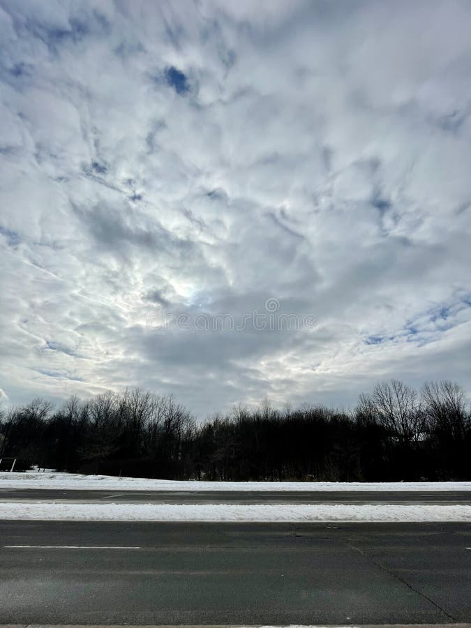A Cloudy Sky on a Winter Afternoon Stock Image - Image of winter ...