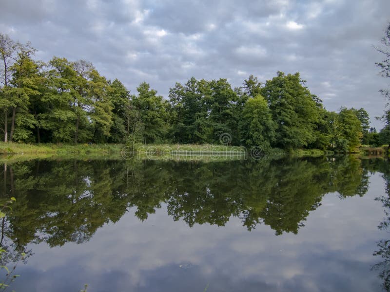 Cloudy Spring Day Beautiful Nature Reflection on the Lake Surface Stock ...