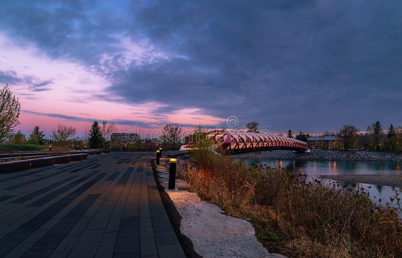 Cloudy Sunset Over the Peace Bridge Promenade Editorial Image - Image ...