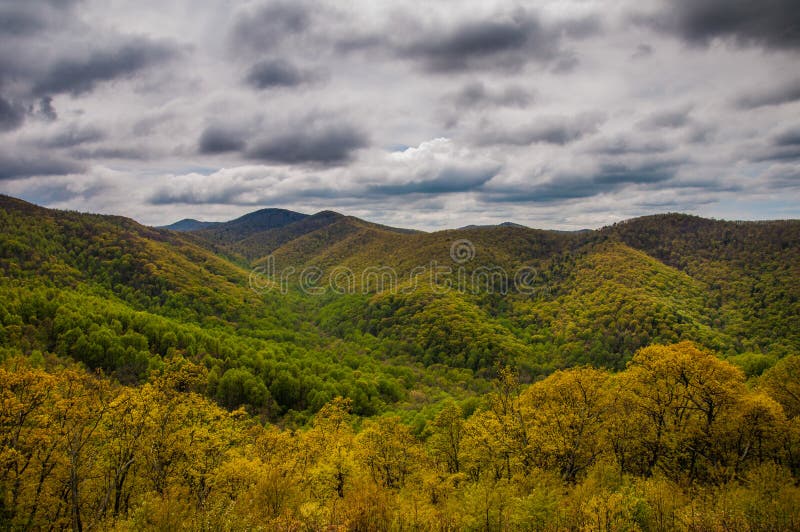 Cloudy Spring View from Skyline Drive in Shenandoah National Park Stock ...