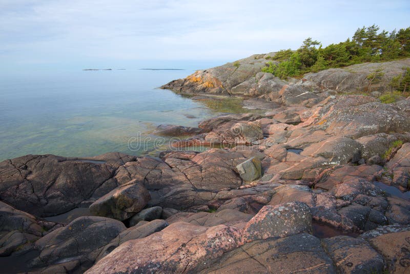 On Rocks of the Peninsula of Hanko, Finland Stock Image - Image of ...