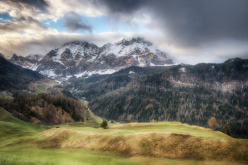 Cloudy Sunrise Over Dolomites Mountains Stock Photo - Image of cloudy ...