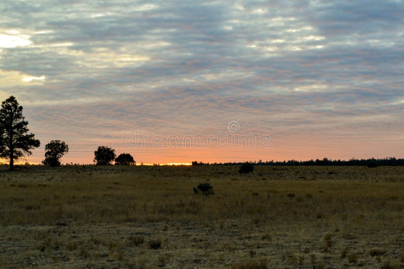 Cloudy Sunset in Northern Arizona Stock Photo - Image of wispy, woods ...