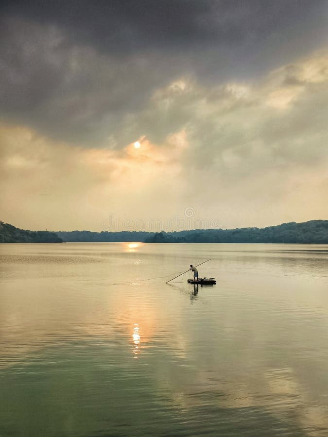 Cloudy Sunset at Setu Patok Dam Stock Image - Image of cloudy, setu ...