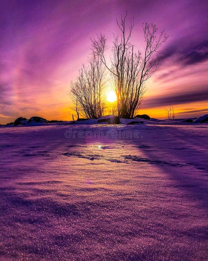 Colorful Winter Sunset in Lake Stock Photo - Image of sunset, lightroom ...