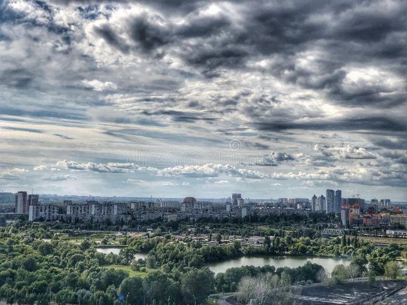 Cloudy time in Kyiv stock photo. Image of building, cityscape - 151923014