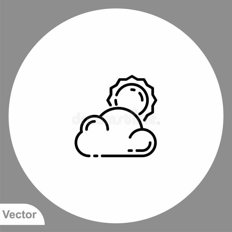 Cloudy Vector Icon Sign Symbol Stock Vector - Illustration of partly ...