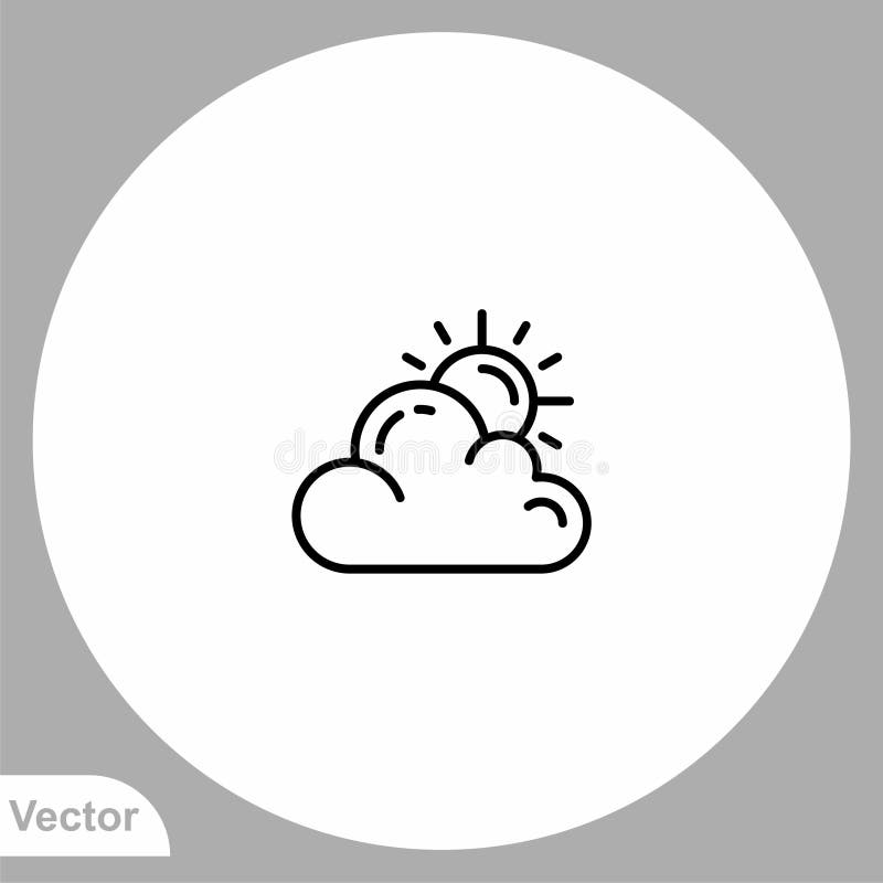 Cloudy Vector Icon Sign Symbol Stock Vector - Illustration of partly ...