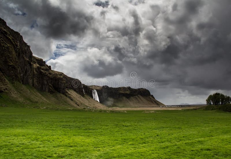 Cloudy waterfall stock photo. Image of landscape, clouds - 31438526