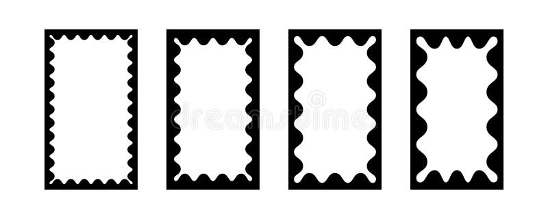 Cloudy Wave Curve Edge Frame. Wavy Scalloped Rectangle Borders Set ...