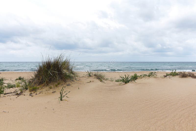 Cloudy Day at the Beach in Patras Greece Stock Image - Image of sand ...