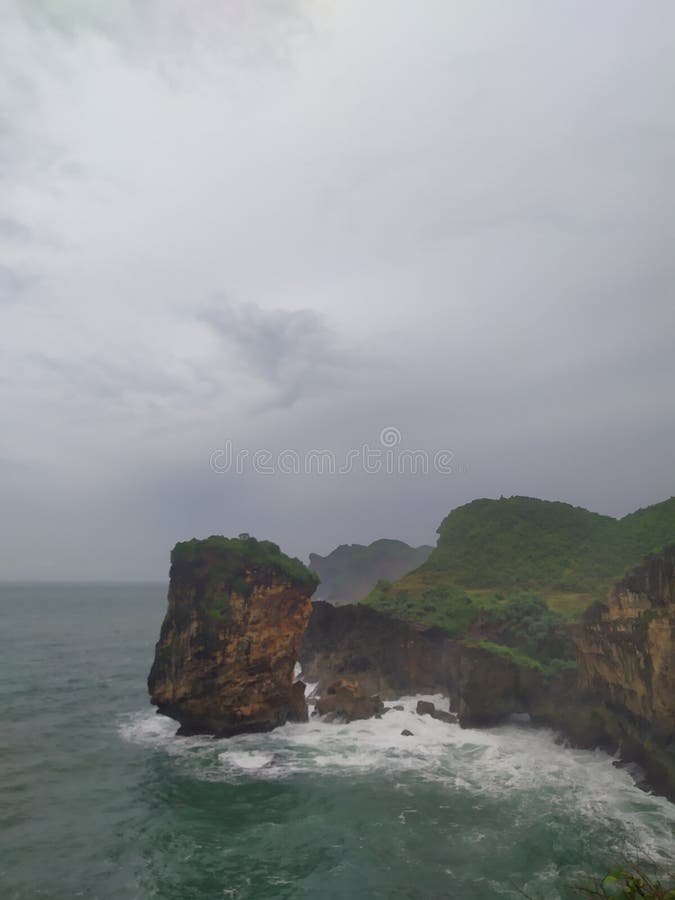 Cloudy Weather that Blanketed the Edge of the Coastal Cliffs Stock ...