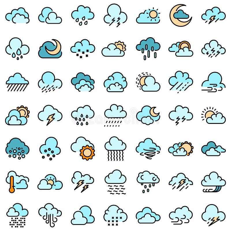 Wet Weather Icons Set, Cartoon Style Stock Vector - Illustration of ...