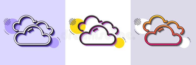 Cloudy Weather Line Icon. Clouds Sign. Sky. Halftone Dotted Pattern ...