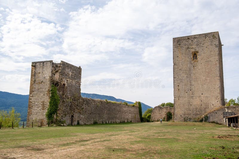 Cloudy White Sky Over Puivert Castle in Spring Stock Image - Image of ...