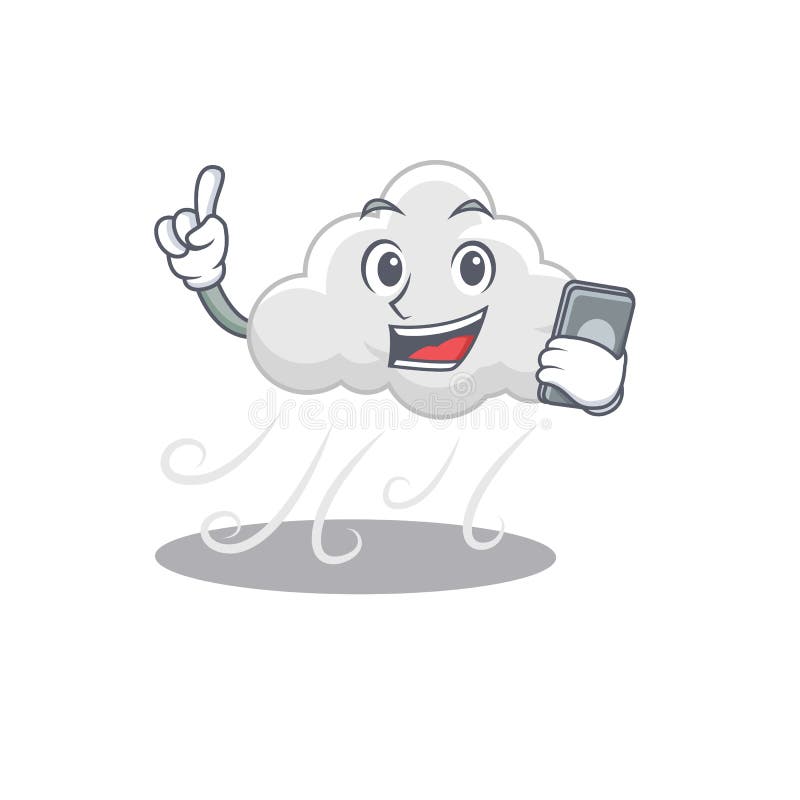 Cloudy Windy Cartoon Character Speaking on Phone Stock Vector ...