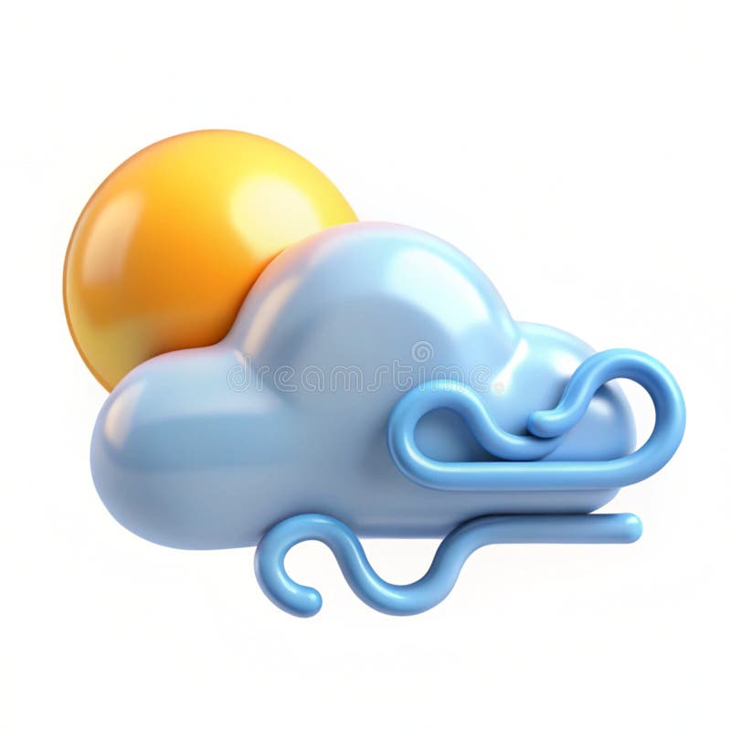 Cloudy windy day 3D icon stock illustration. Illustration of outdoor ...