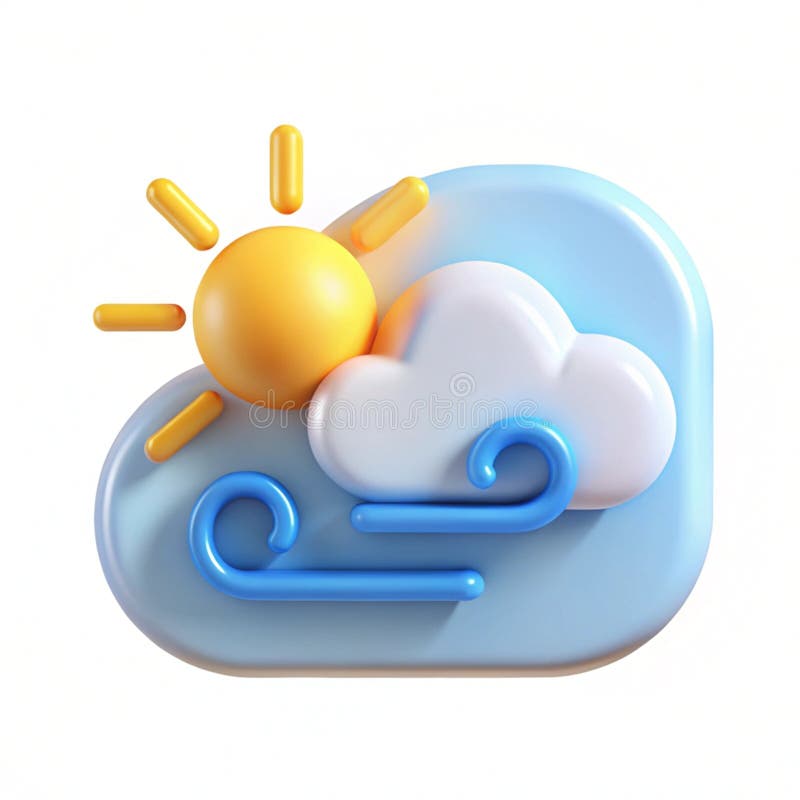 Cloudy windy day 3D icon stock illustration. Illustration of outdoor ...
