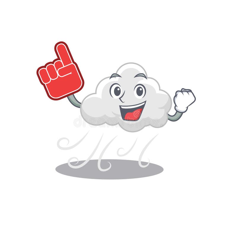 Cloudy Windy Presented in Cartoon Character Design with Foam Finger ...