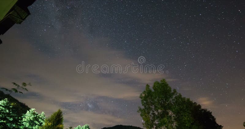 Cloudy and Windy Timelapse. Beautiful NightTime Starry Night Sky ...