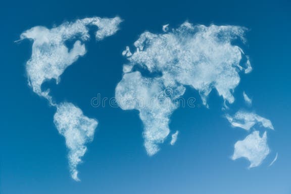 Cloudy world map stock illustration. Illustration of travel - 17332263