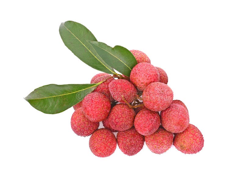 Clouse Up of Lychee and Green Leaf Isolated on White Background Stock ...