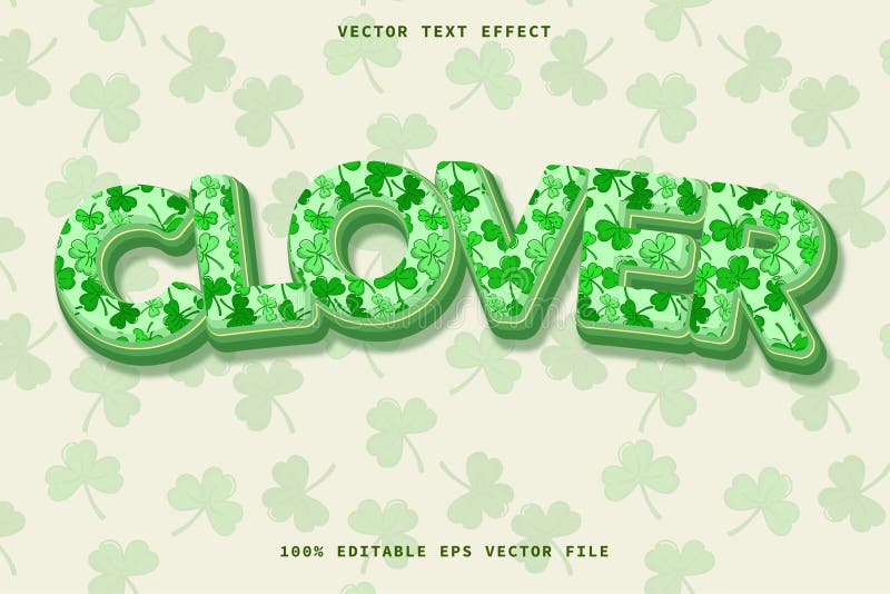 Clover 3d Text Effect Editable Text Eps Stock Illustration ...