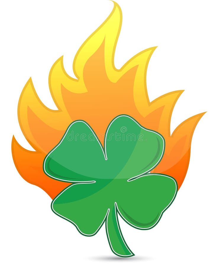 Clover on Fire Lucky Concept Illustration Stock Vector - Illustration ...