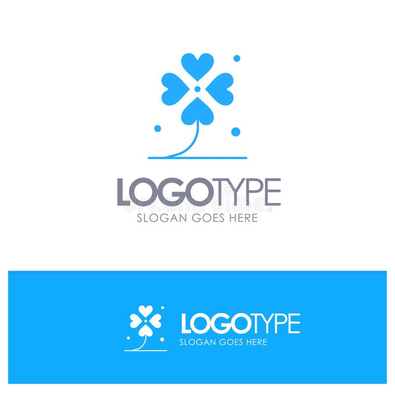 Clover, Four, Ireland, Irish, Lucky Blue Solid Logo with Place for ...