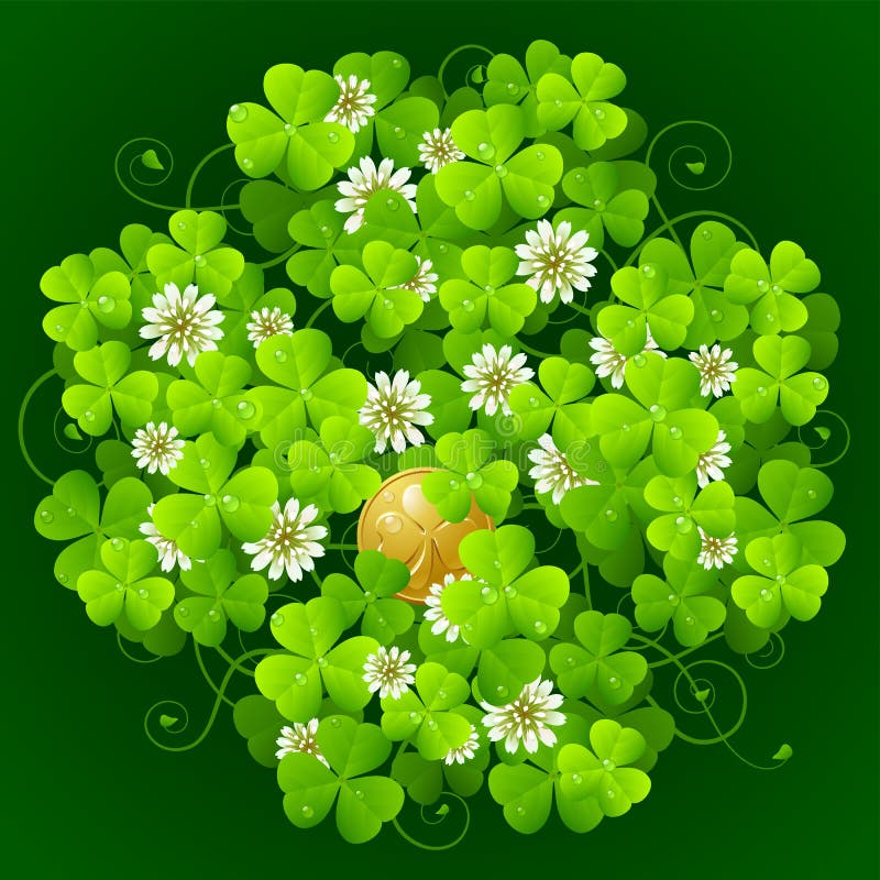 Golden clover stock vector. Illustration of crystal, good - 12902064