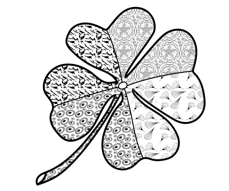 Clover Good Luck for Coloring. Beautiful Pattern. - Vector Stock Vector ...