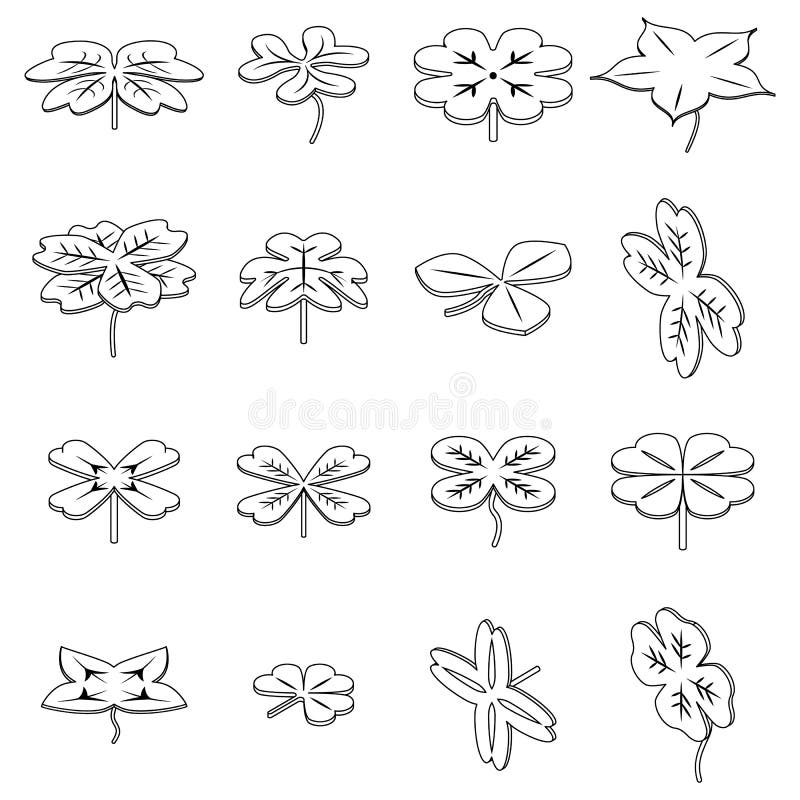 Clover Icons Set Vector Outline Stock Vector - Illustration of concept ...