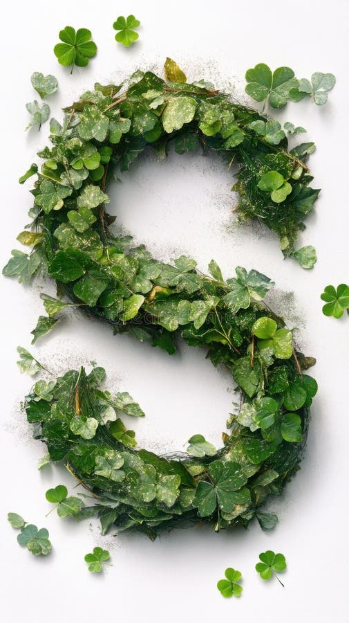 Clover Leaf Art Forming the Letter S on White Background Stock Photo ...