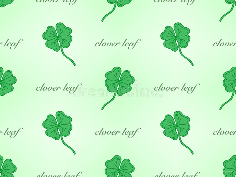 Clover Seamless Pattern On Green Background Pixel Style Stock Vector