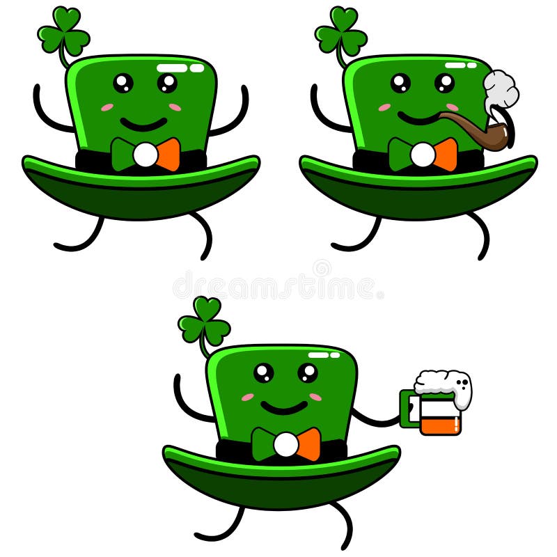 Clover Leaf Character Hat Icon Stock Vector - Illustration of funny ...