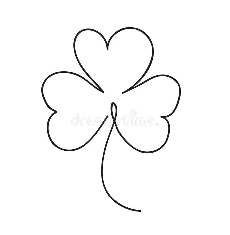 Clover Leaf. Continuous Line Stock Vector - Illustration of floral ...