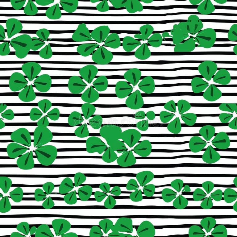 Clover Leaf Hand Drawn Lines Seamless Pattern Stock Illustration ...